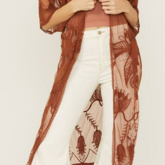 Shyanne | Other | Shyanne Womens Rust Lace Tassel Kimono | Poshmark